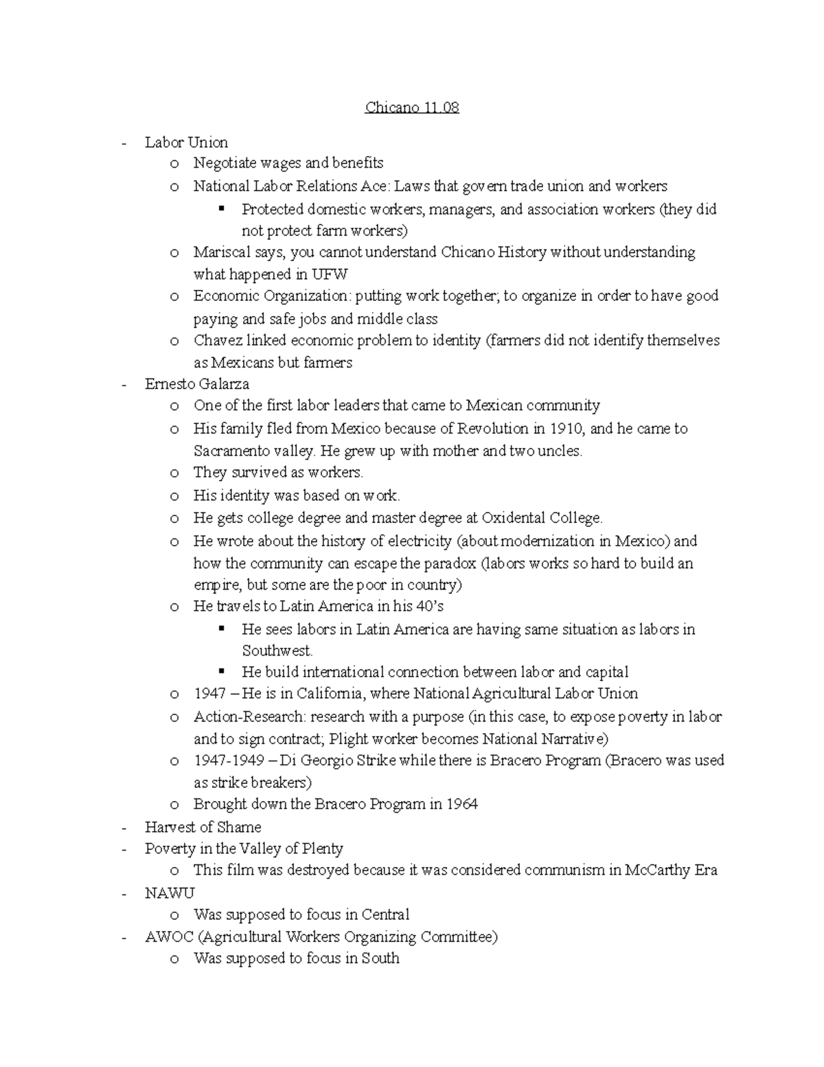 Lecture note to Chicano 101 - Chicano 11 - Labor Union o Negotiate ...