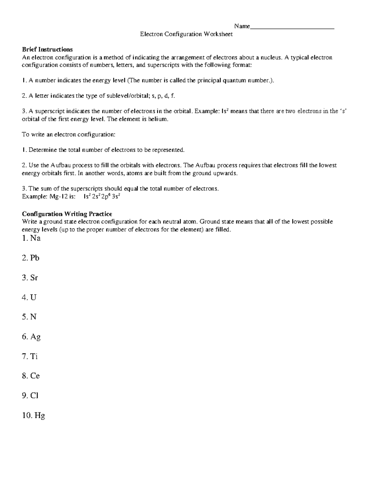 Electron Configuration Worksheet Name electron-configuration-worksheet-name