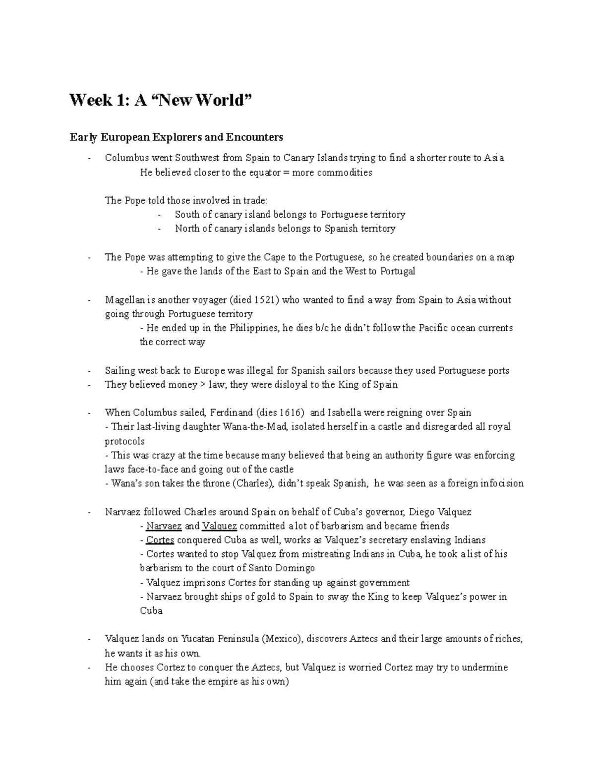 American People Notes - Week 1: A “New World” Early European Explorers ...