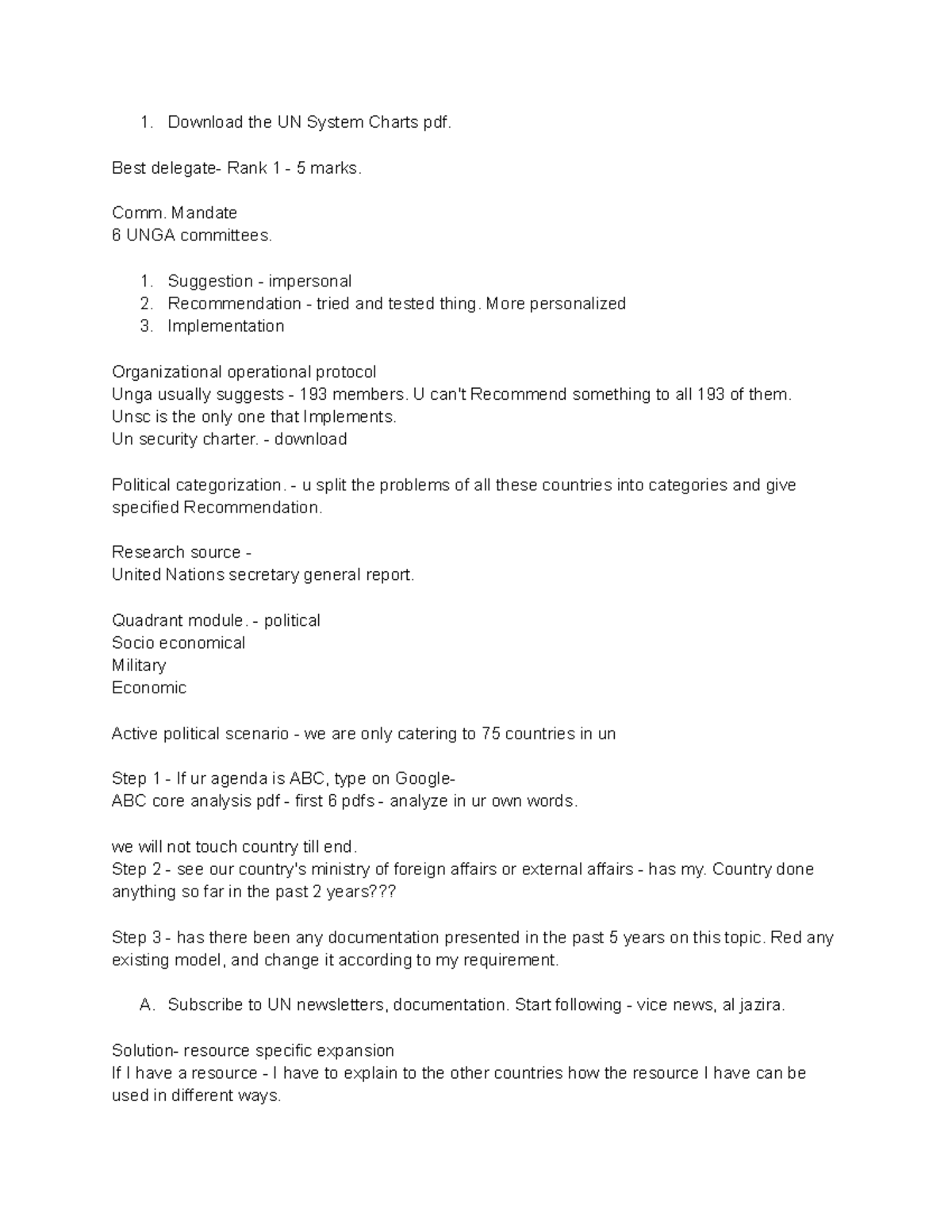 MUN training notes all - SDFGHJKJBVBNM - Download the UN System Charts ...