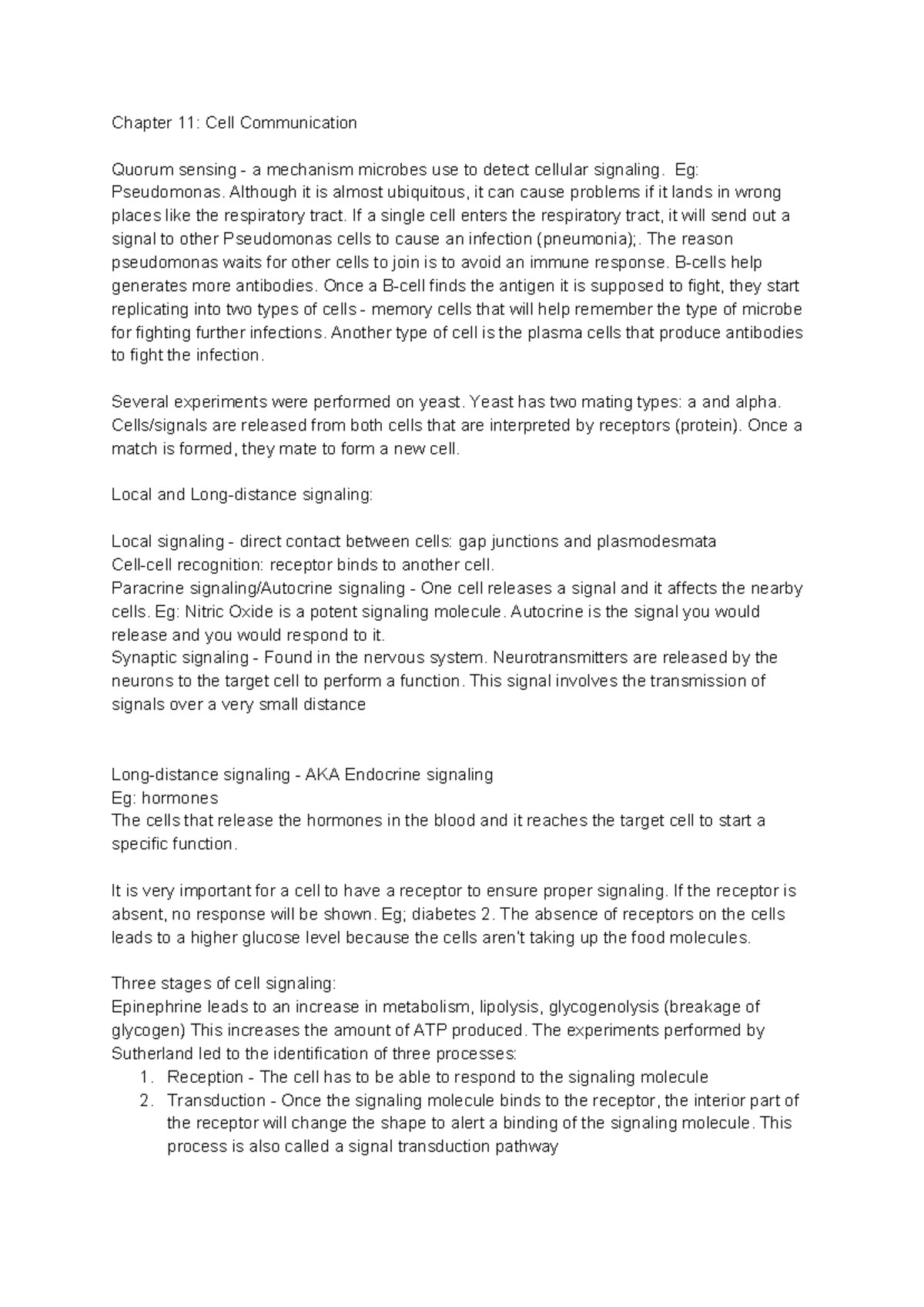 Chapter 11 Cell Communication - Chapter 11: Cell Communication Quorum ...