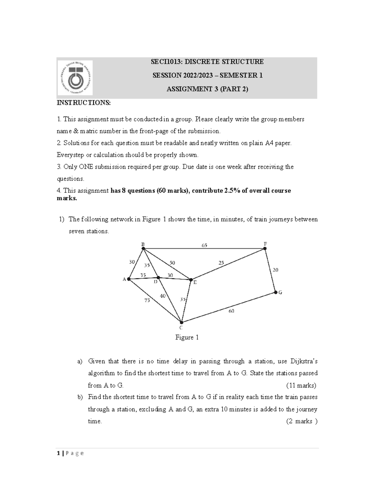 Assignment 3 part 2 - assigment - SECI1013: DISCRETE STRUCTURE SESSION ...