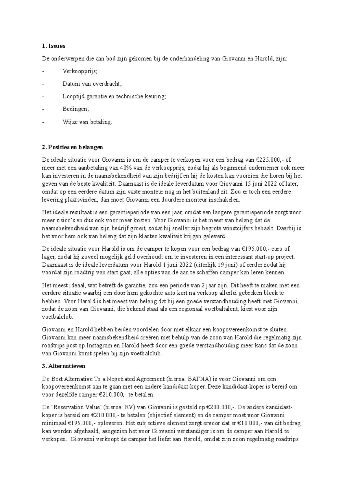 Koopovereenkomst Privaat - 1. Issues De onderwerpen die aan bod zijn gekomen bij de ...