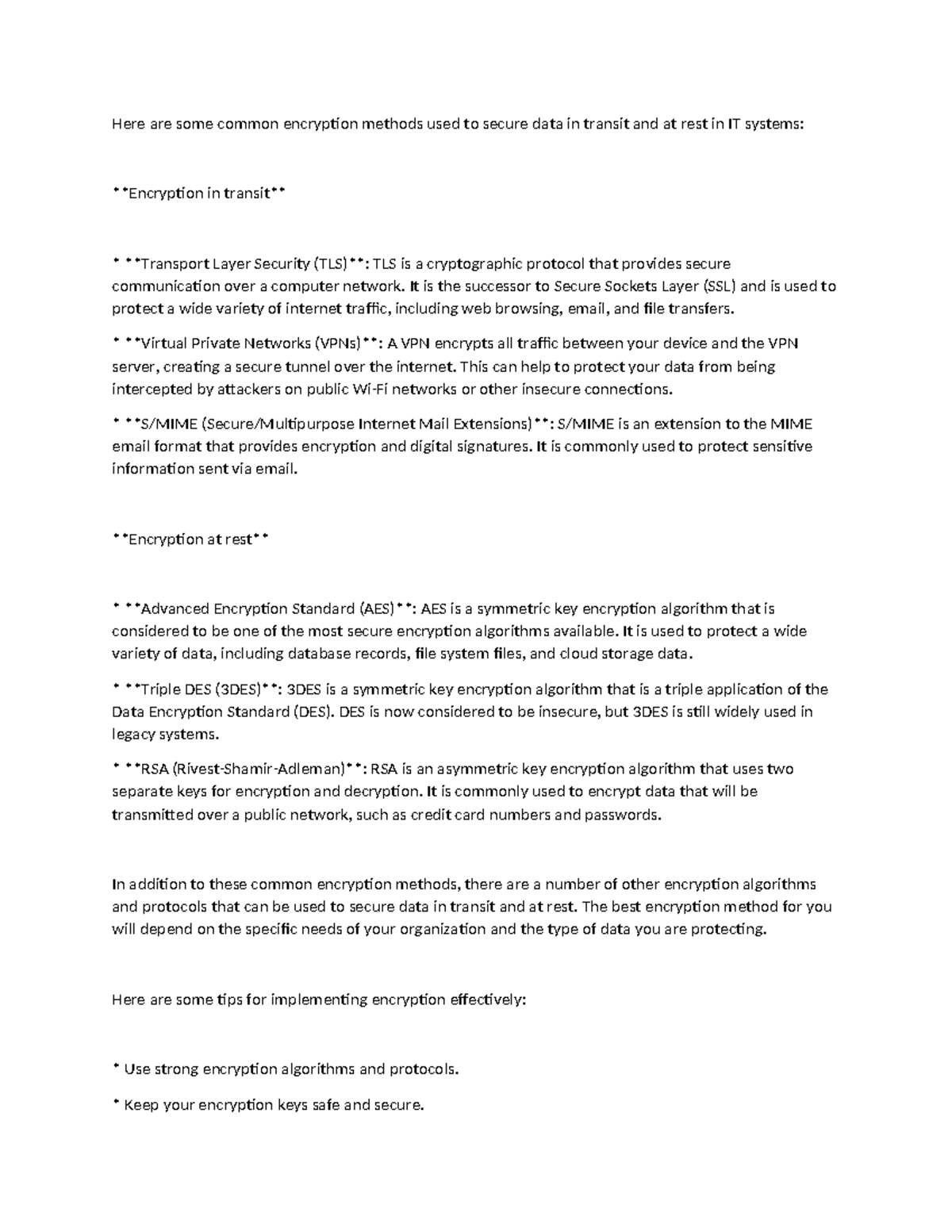 Encryption Method in IT - Here are some common encryption methods used ...