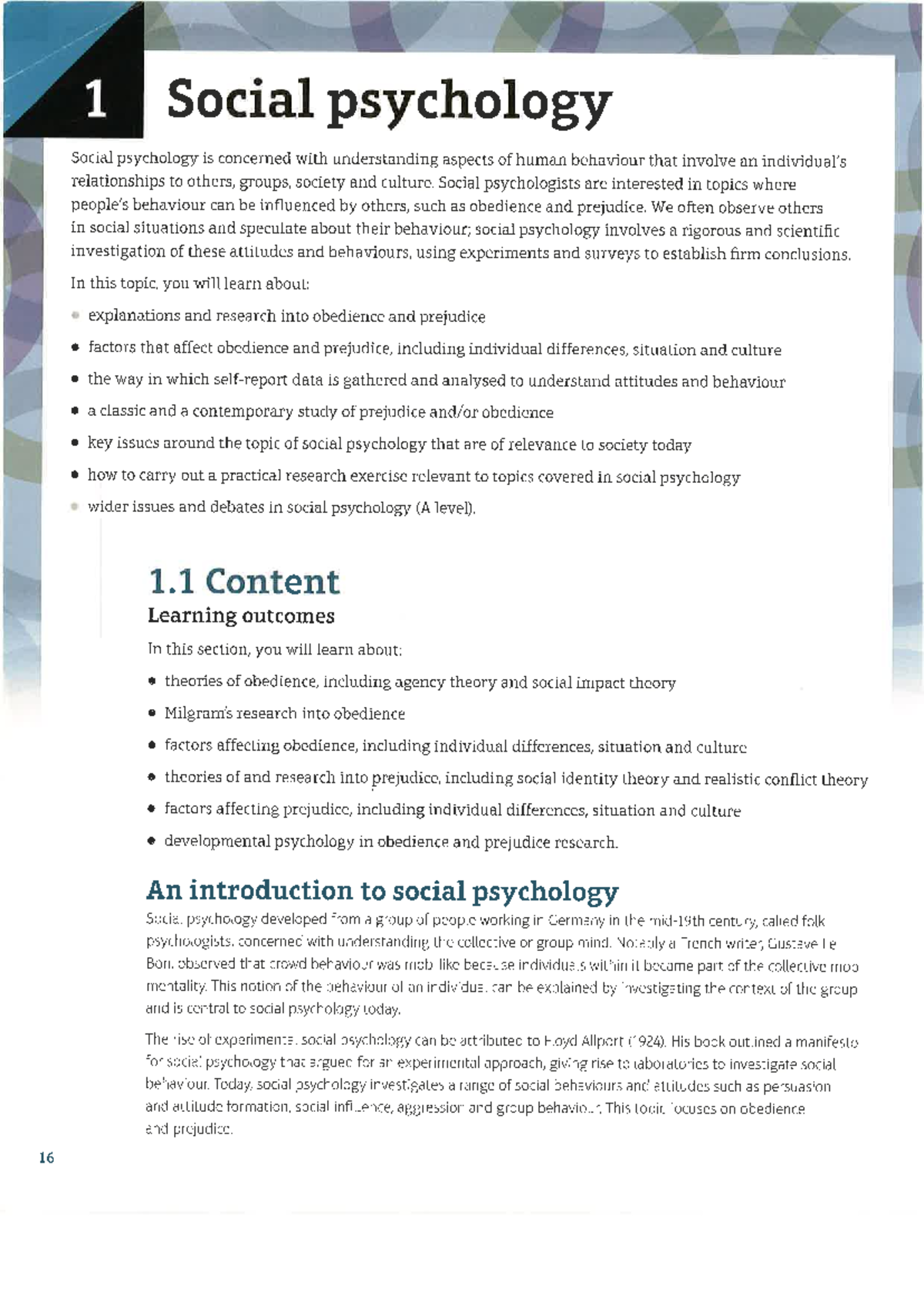 Textbook - Social Chapter - 1 Social psychology Social psychology is ...