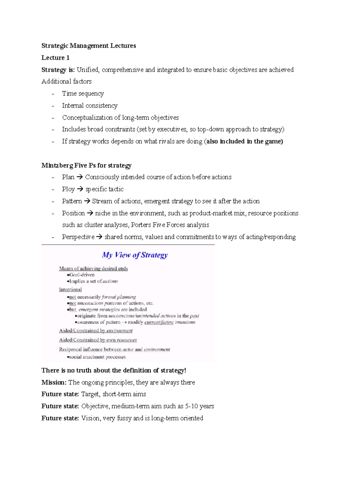 Strategic Management Lectures - Strategic Management Lectures Lecture 1 Strategy is: Unified ...