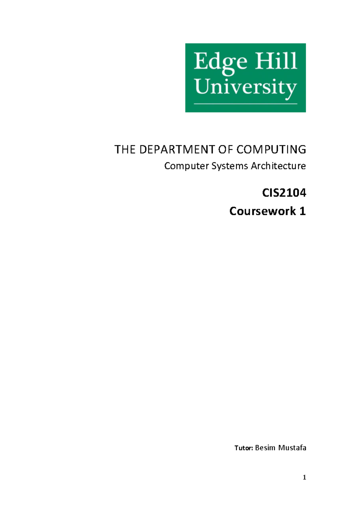 Example Design 2401 CW1 - THE DEPARTMENT OF COMPUTING Computer Systems ...