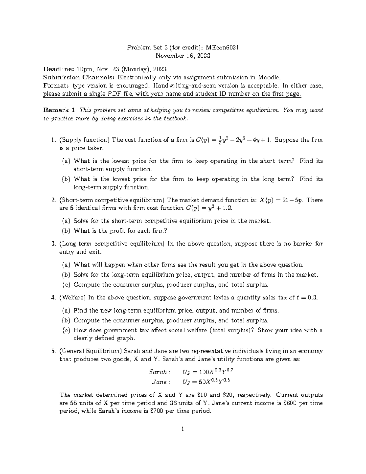 Probset 3 - HOMEWORK - Problem Set 3 (for credit): MEcon November 16 ...