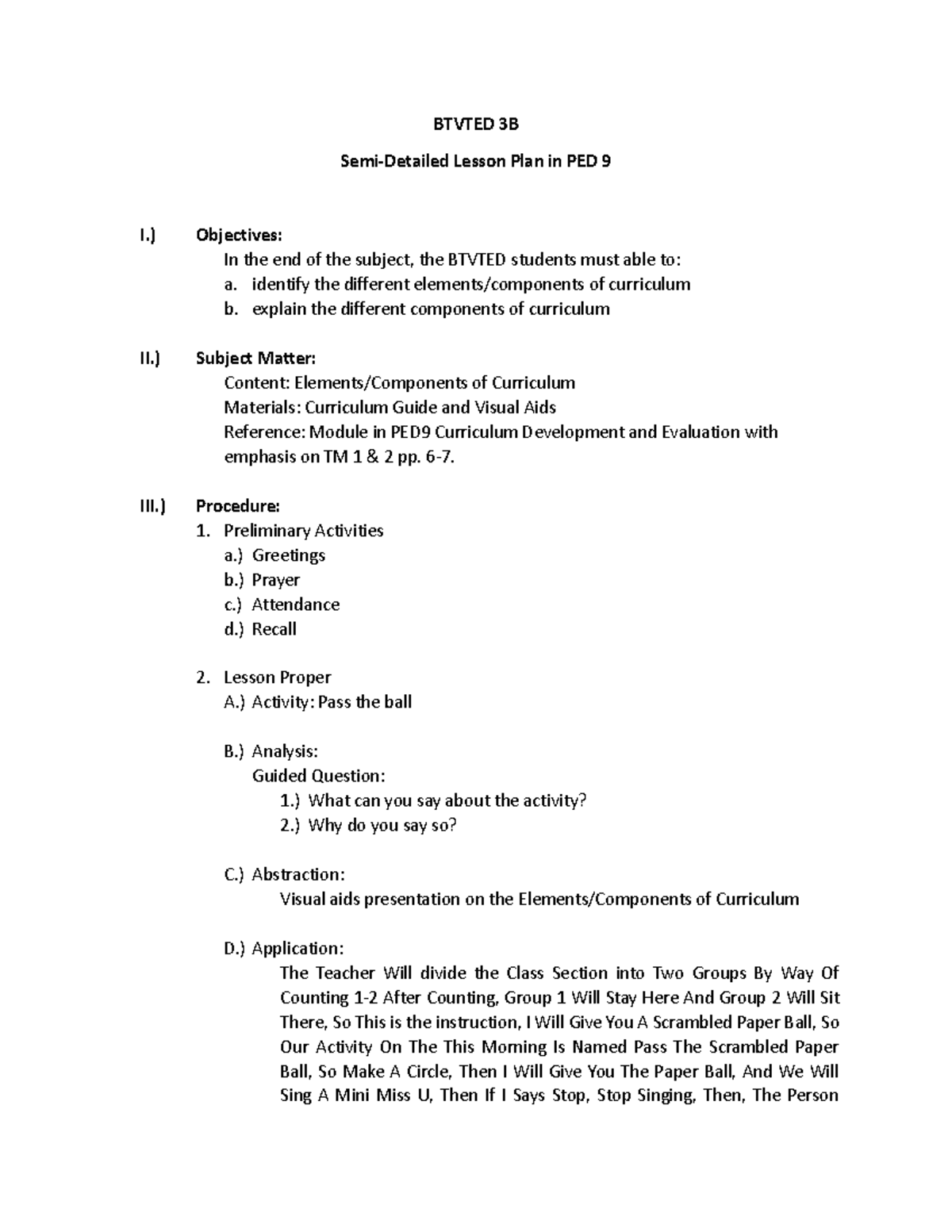 Btvted 3B JAM LP - SEMI-DETAILED LESSON PLAN - BTVTED 3B Semi-Detailed ...