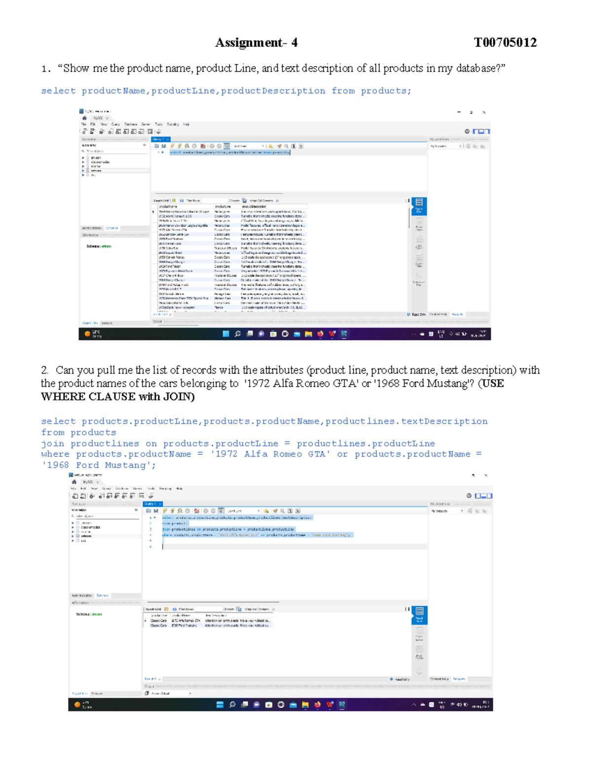 Assignment - Hello - Assignment- 4 T 1. “Show me the product name ...