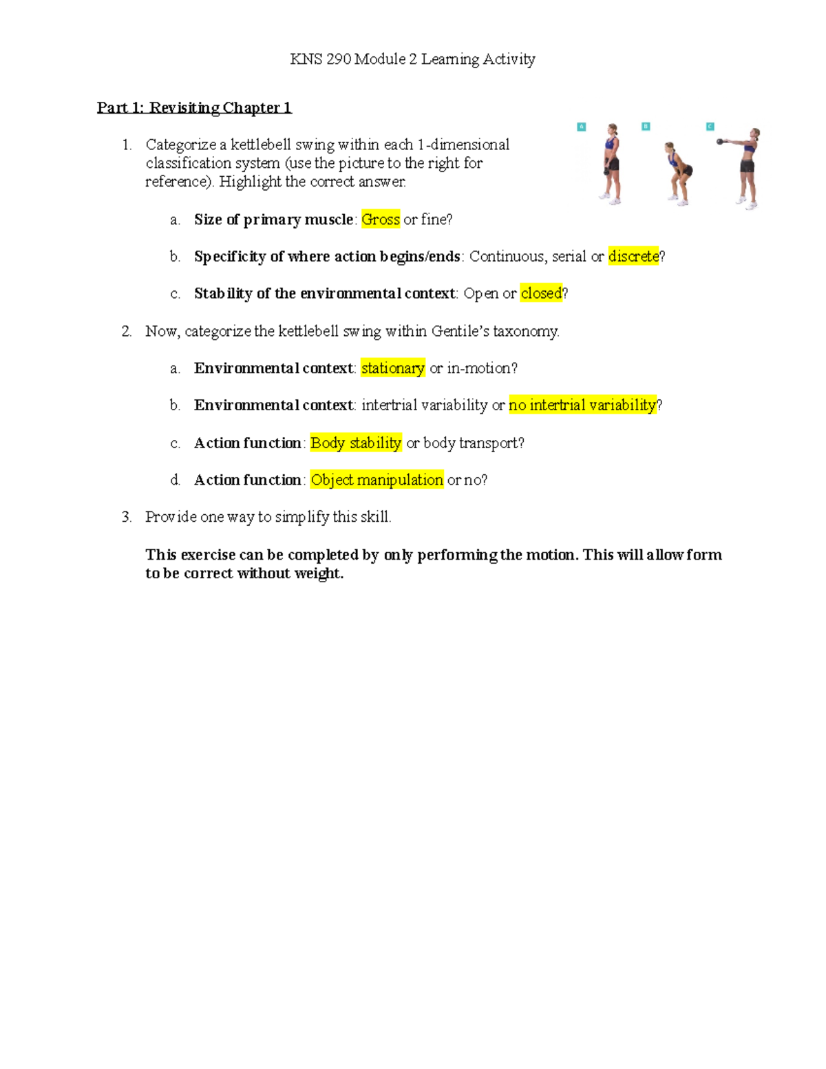 KNS 290 Module 2 Learning Activity part 2 - KNS 290 Module 2 Learning ...