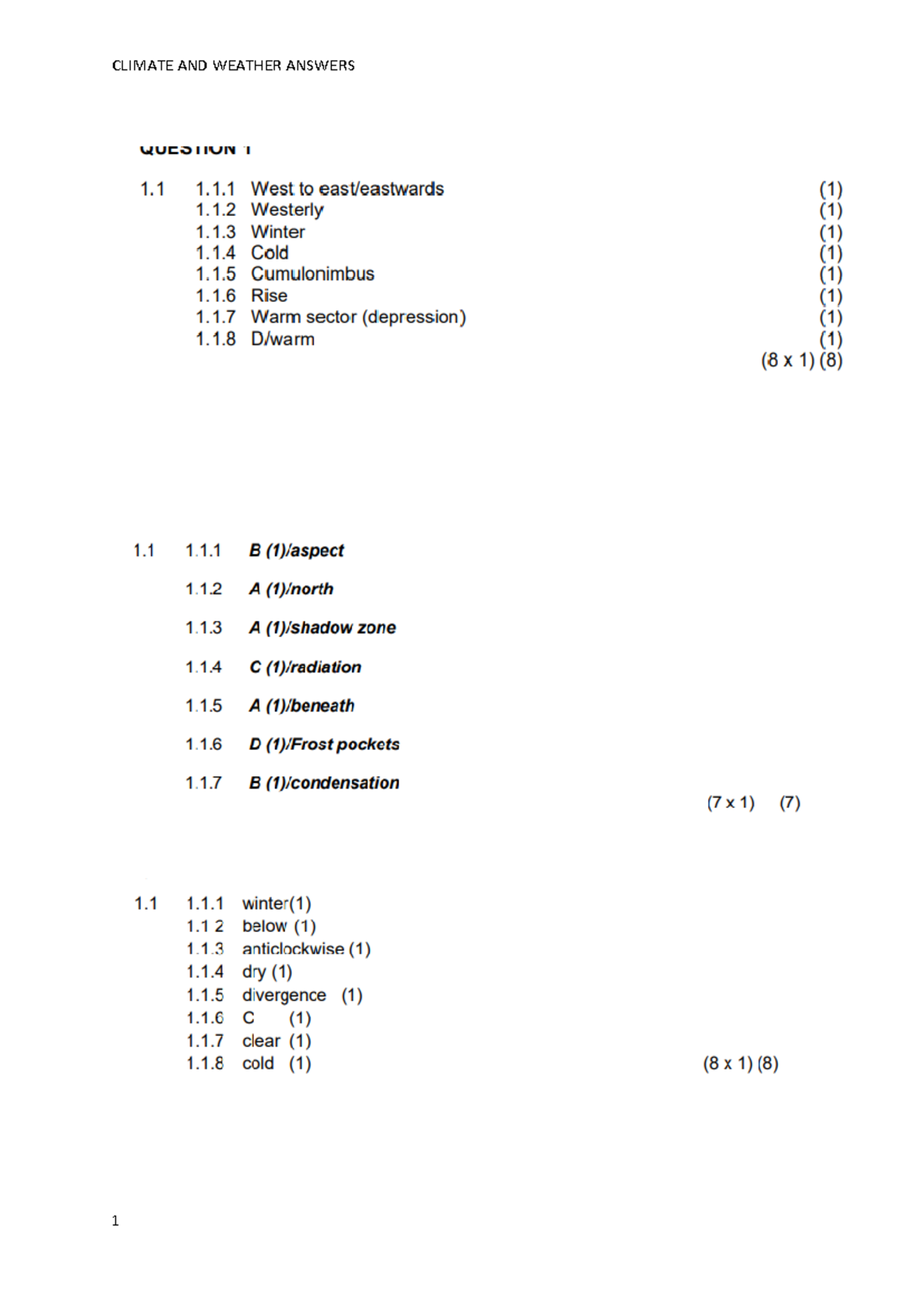 Climate AND Weather Answers - Studocu
