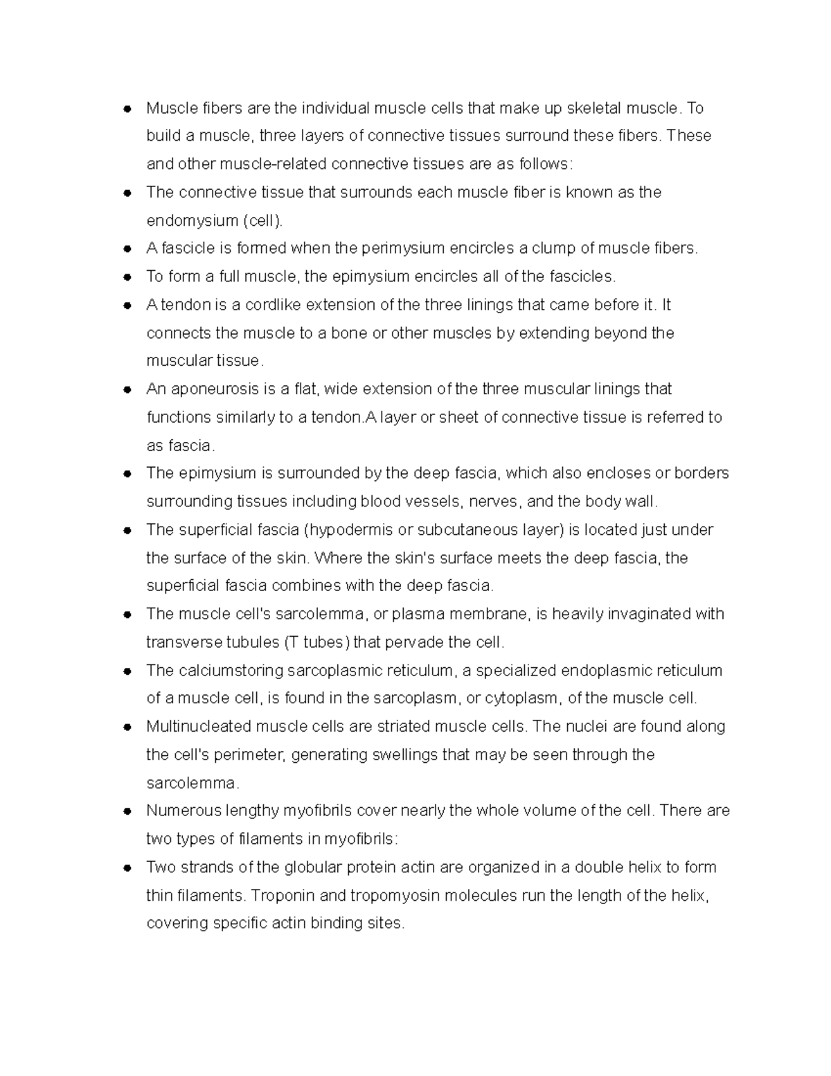 Muscle Tissue - notes - Muscle fibers are the individual muscle cells ...