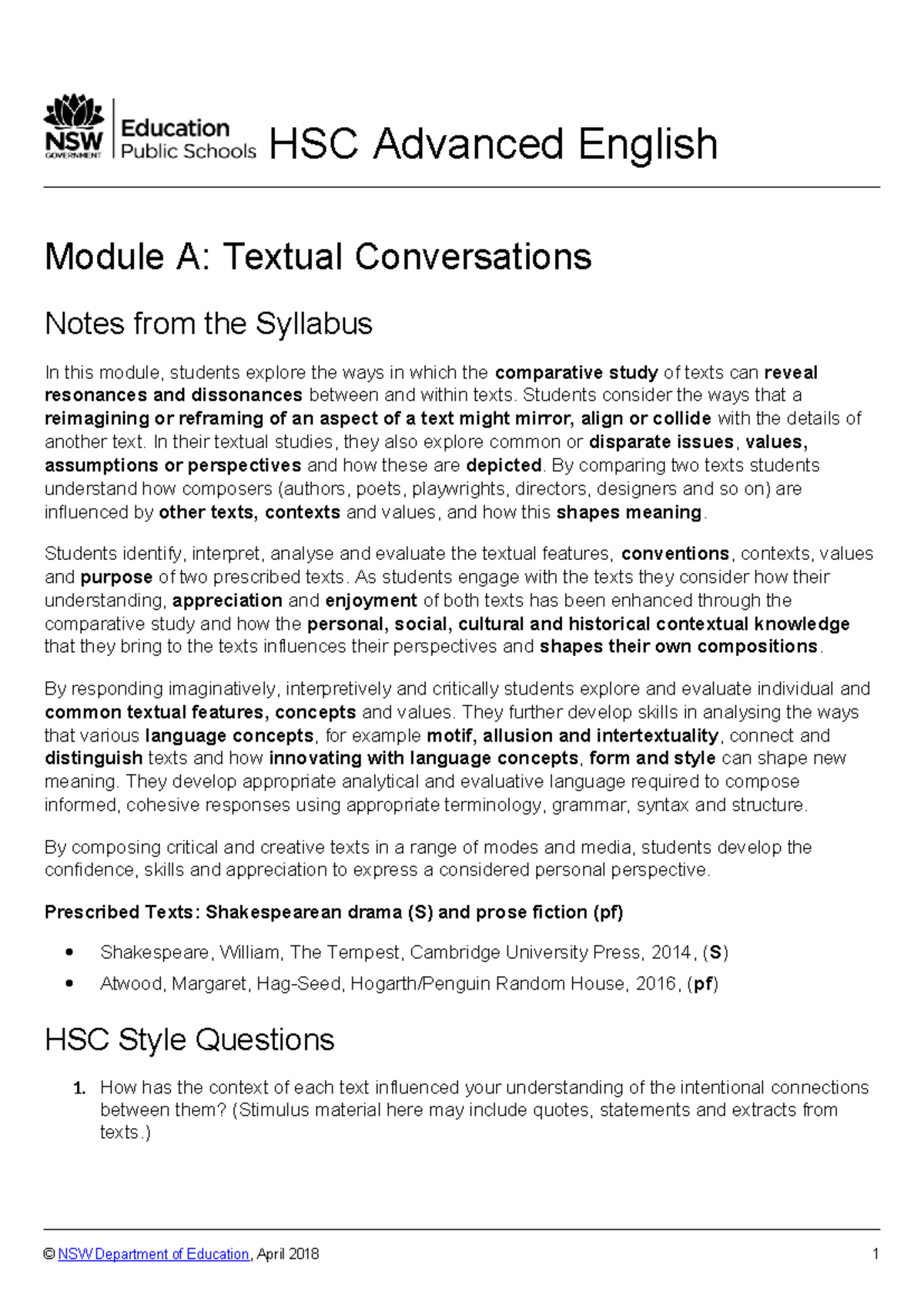 English advanced s6 hag seed tempest resource 1 notes from the syllabus ...