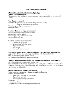 SPM 303 Exam II Review Sheet - SPM 303 Exam II Review Sheet Chapter 7 ...