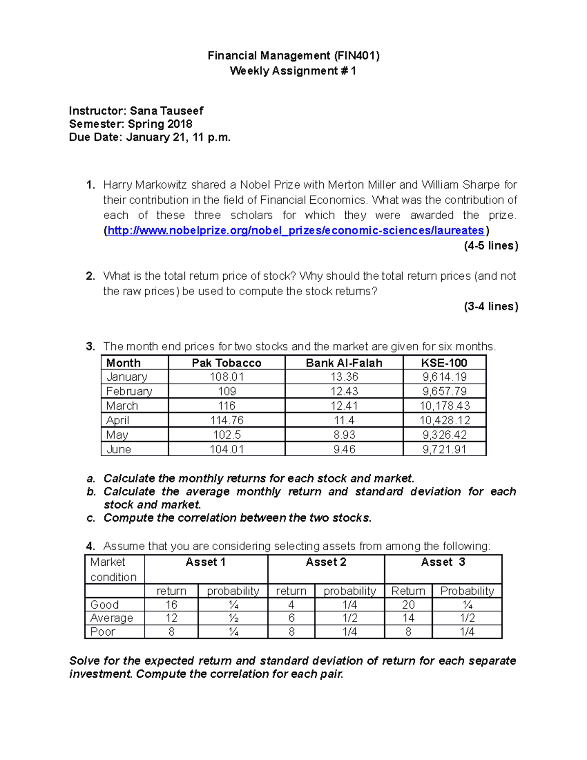WA-1 - questions about financial management - Financial Management ...