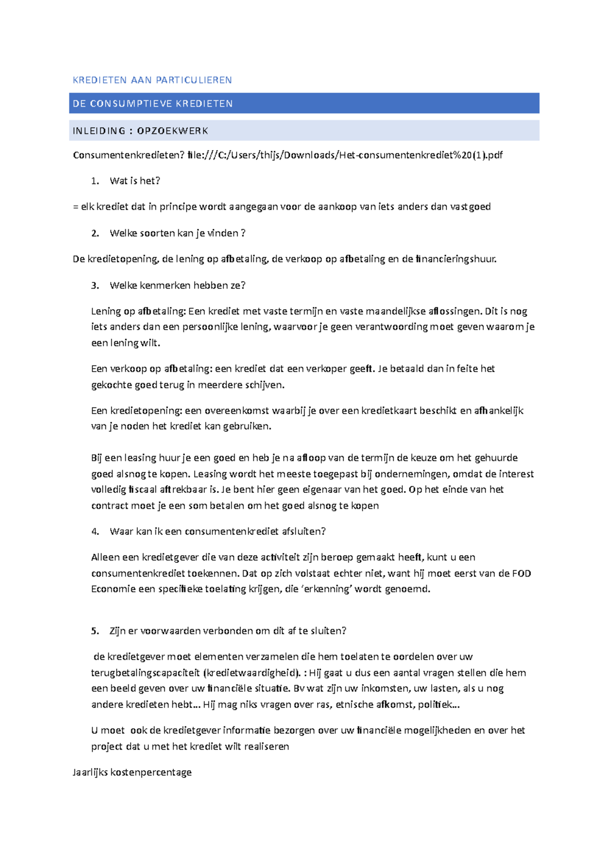 Kredieten aan particulieren - KREDIETEN AAN PARTICULIEREN DE CONSU MPTI ...