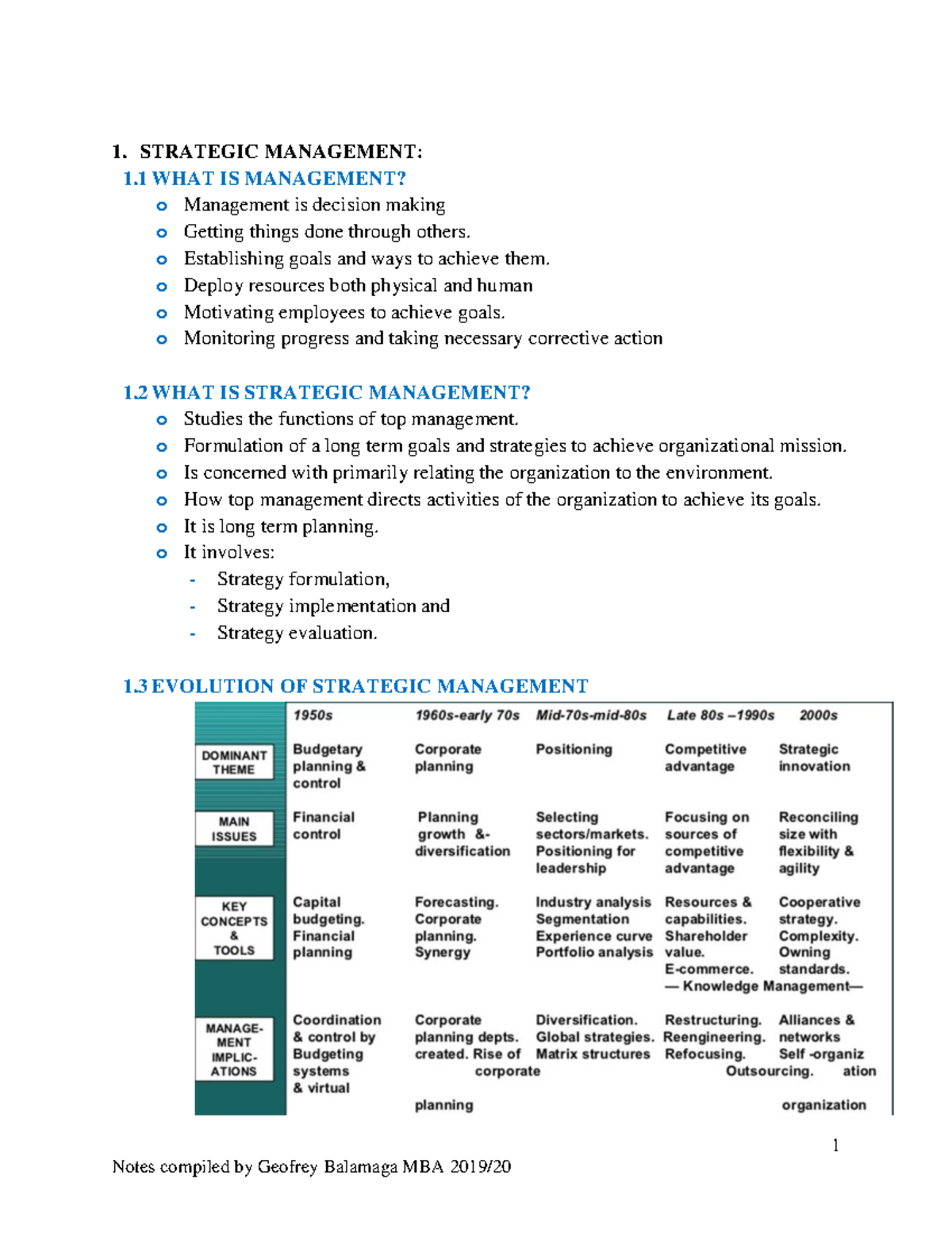 Courporate Strategy Notes - 1 1. STRATEGIC MANAGEMENT: 1 WHAT IS ...