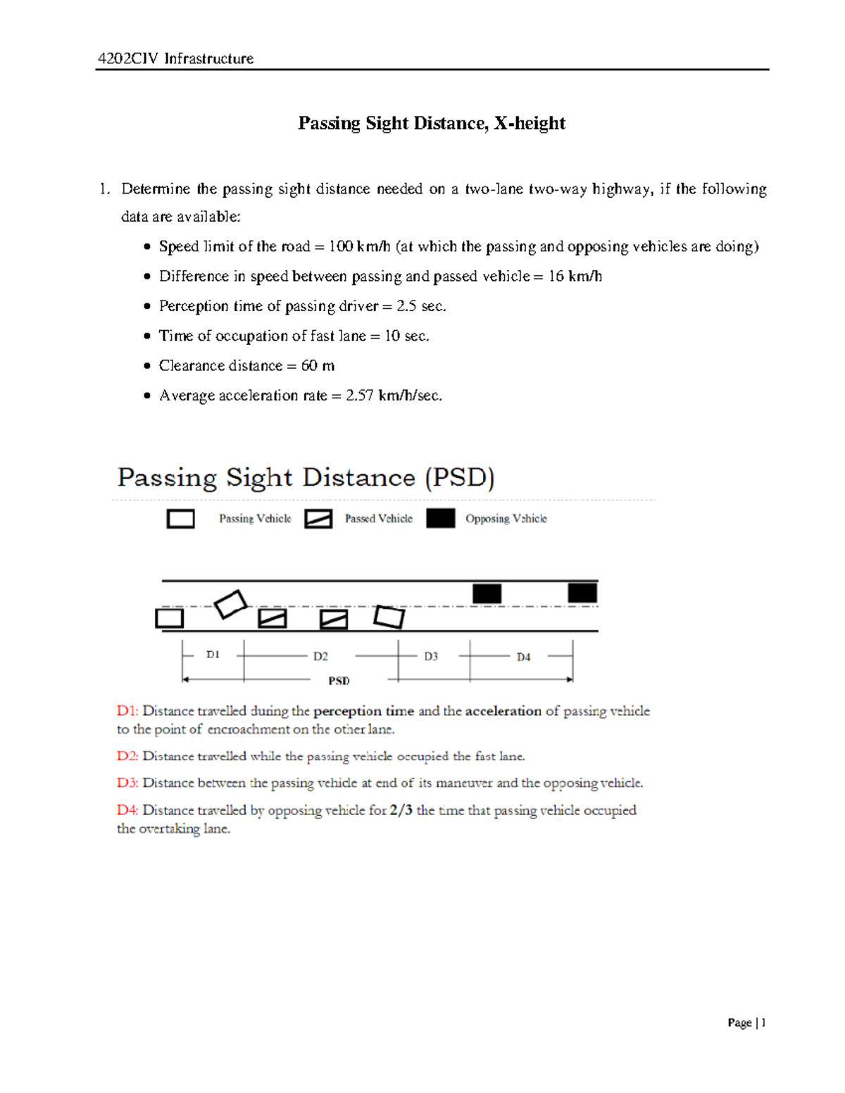 Week 2 tutorial questions - 4202CIV Infrastructure Passing Sight ...