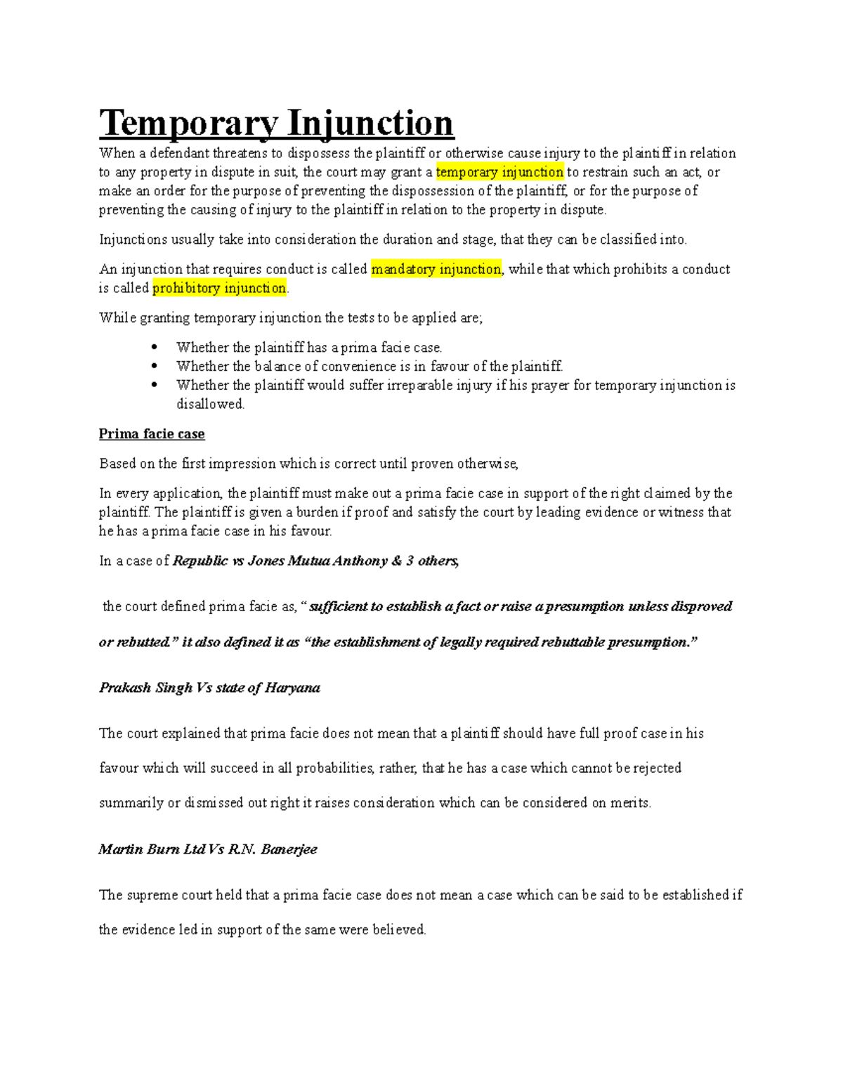 Temporary Injunction - fine text - Temporary Injunction When a ...