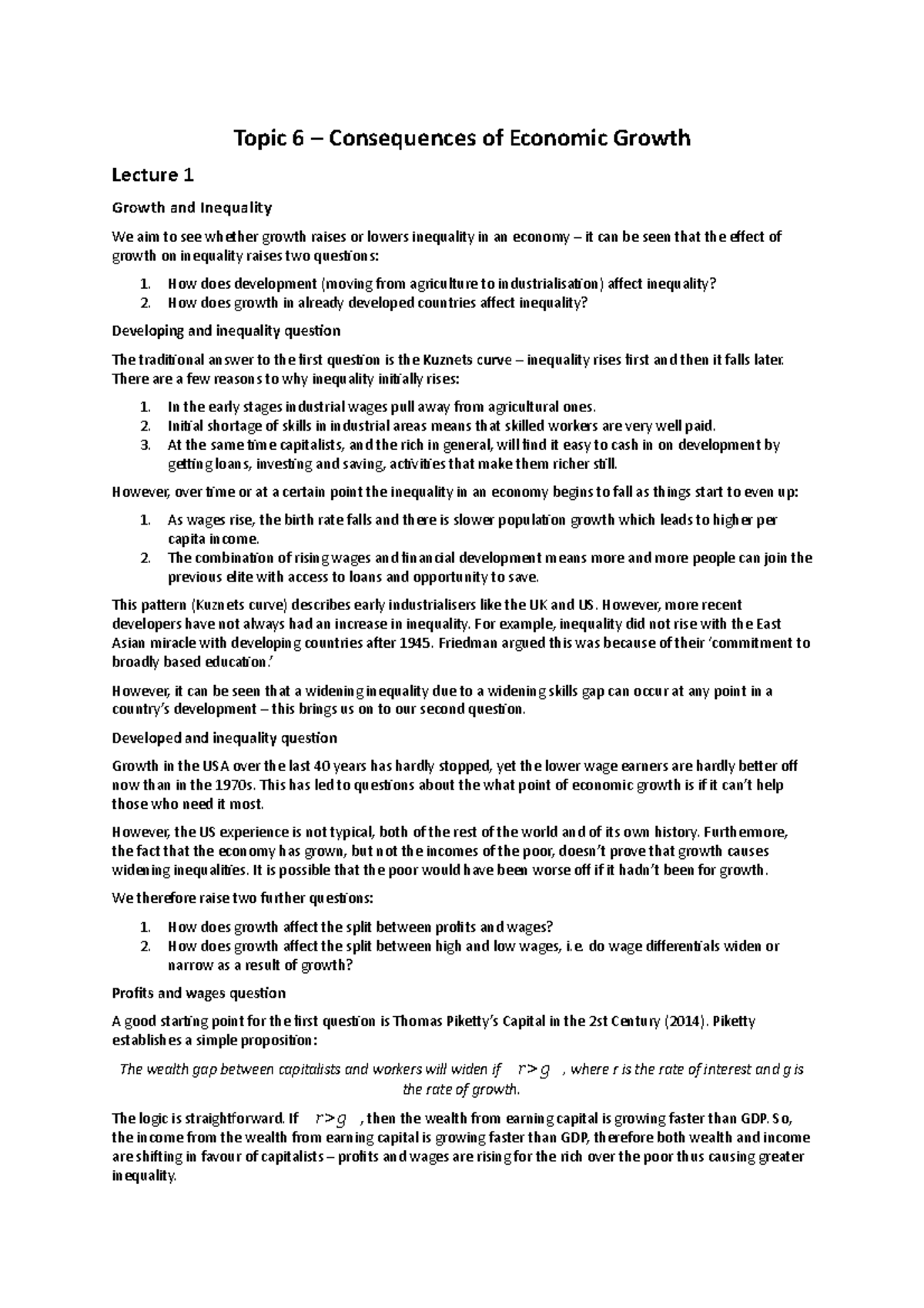 Topic 6 Consequences of Economic Growth - Topic 6 – Consequences of ...