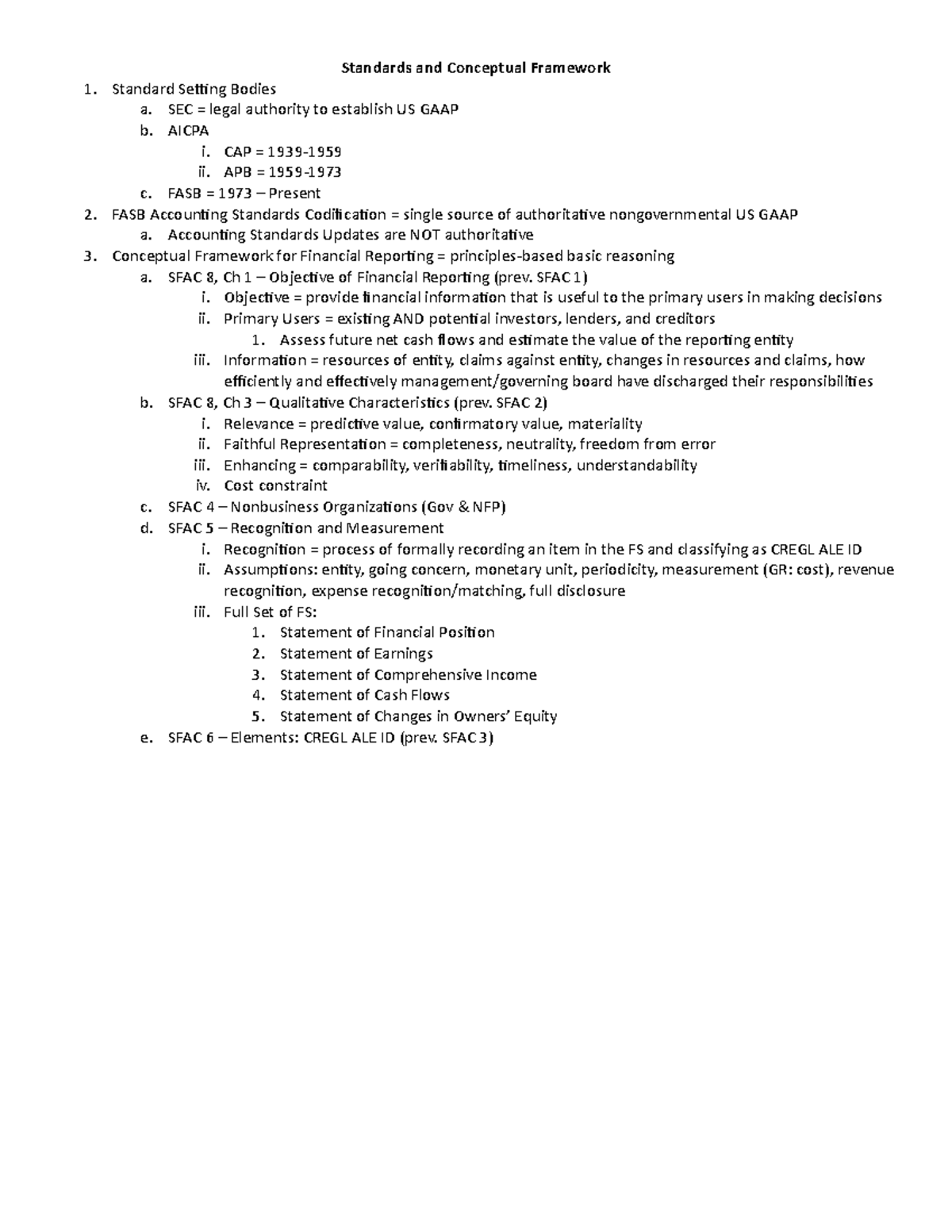 FAR Study Guide - Standards and Conceptual Framework Standard Setting ...
