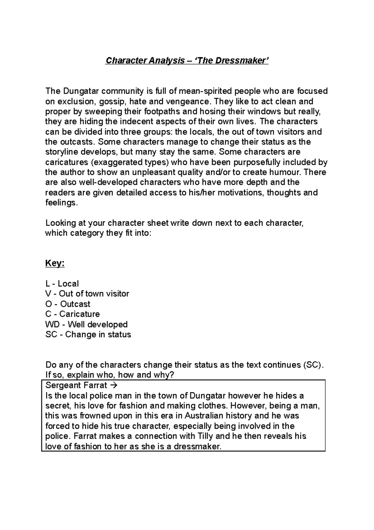 Character Analysis - Dressmaker - Character Analysis – ‘The Dressmaker ...