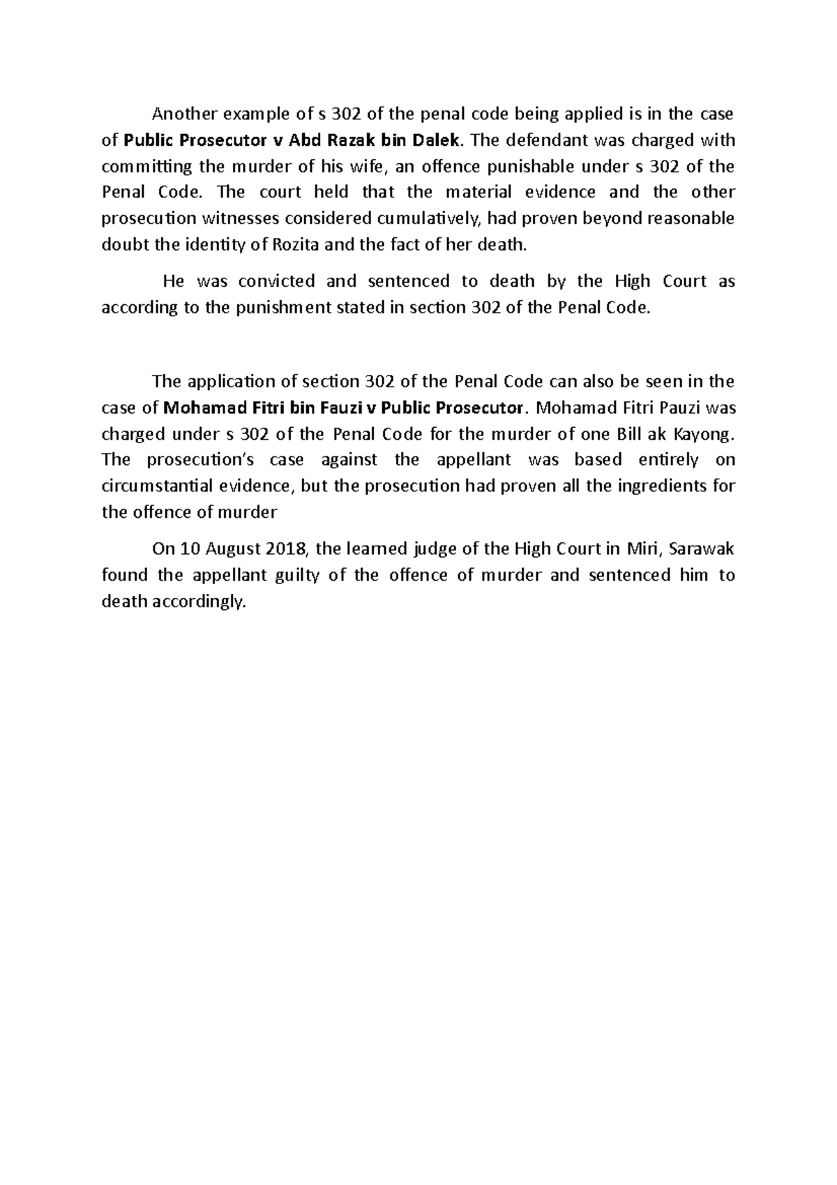 cases of 302 of penal code - Another example of s 302 of the penal code ...