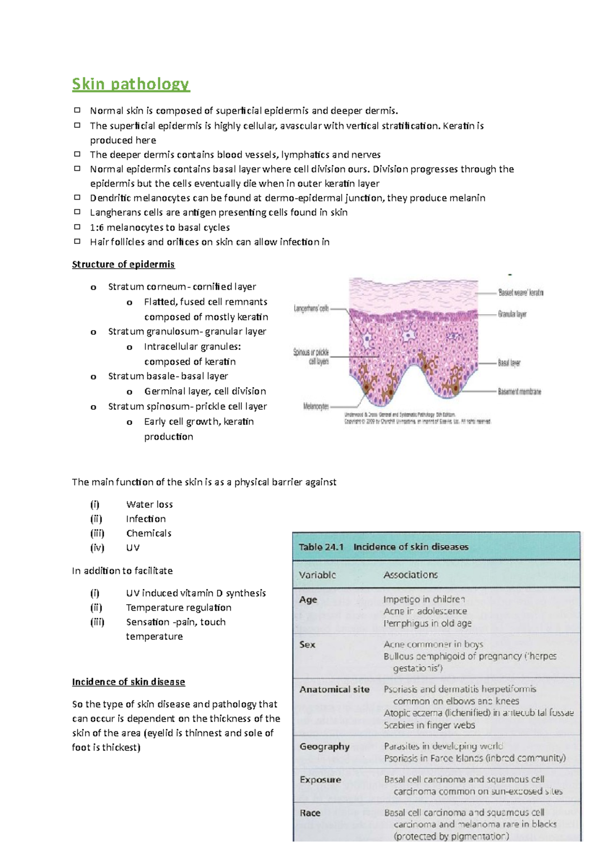Skin pathology - C.H - Skin pathology Normal skin is composed of ...