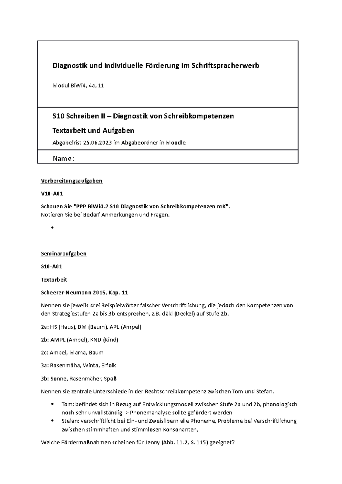 Aufgaben S10 Schreiben II - Diagnostik von Schreibkompetenzen-2 ...