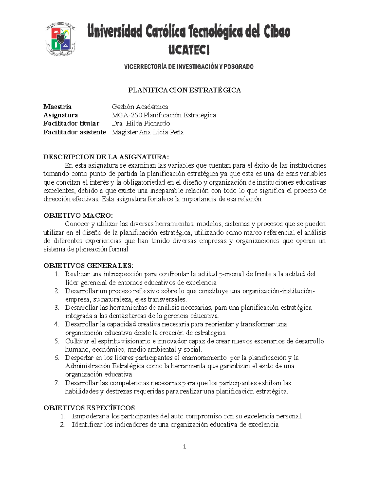 07 MGA-250 Planificacion Estrategia (Hilda Pichardo-Ana Lidia ...