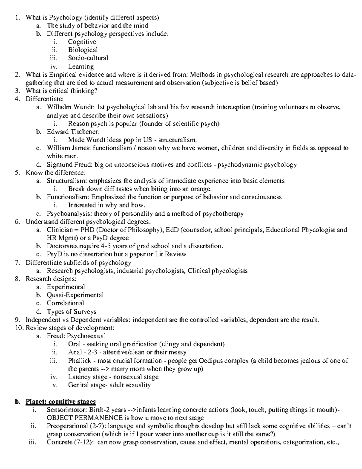 Psych 101 Historical people and psych basics - What is Psychology ...