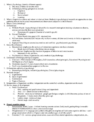 Psych 101 parts of the brain and hormones - PSY 101H - Studocu