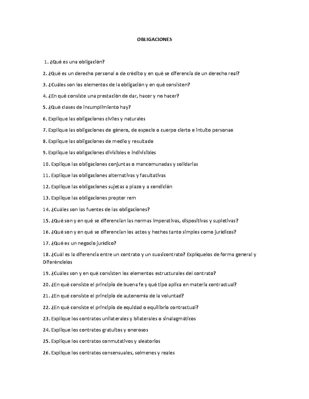 Banco de preguntas examen 31-10-22 - OBLIGACIONES ¿Qué es una ...