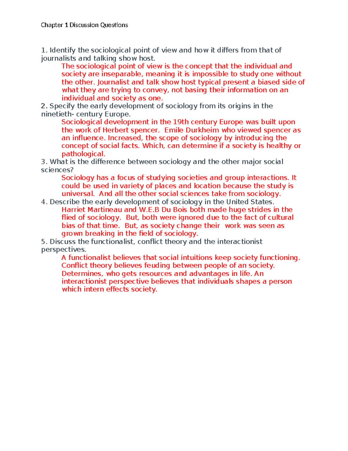 Chapter 1 discussion questions 2 - Chapter 1 Discussion Questions ...