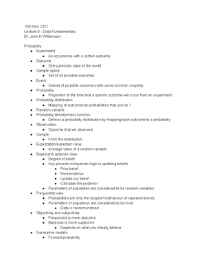 Data Fundamentals Bullet Pointed Key Concepts 2020 2021 - Arrays Ndarrays Numerical - Studocu