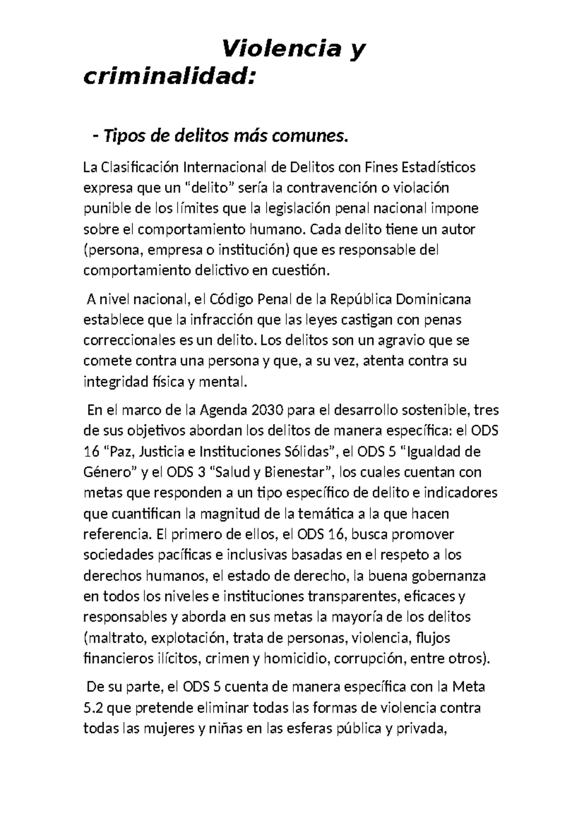 Violencia y criminalidad - criminalidad: - Tipos de delitos más comunes ...