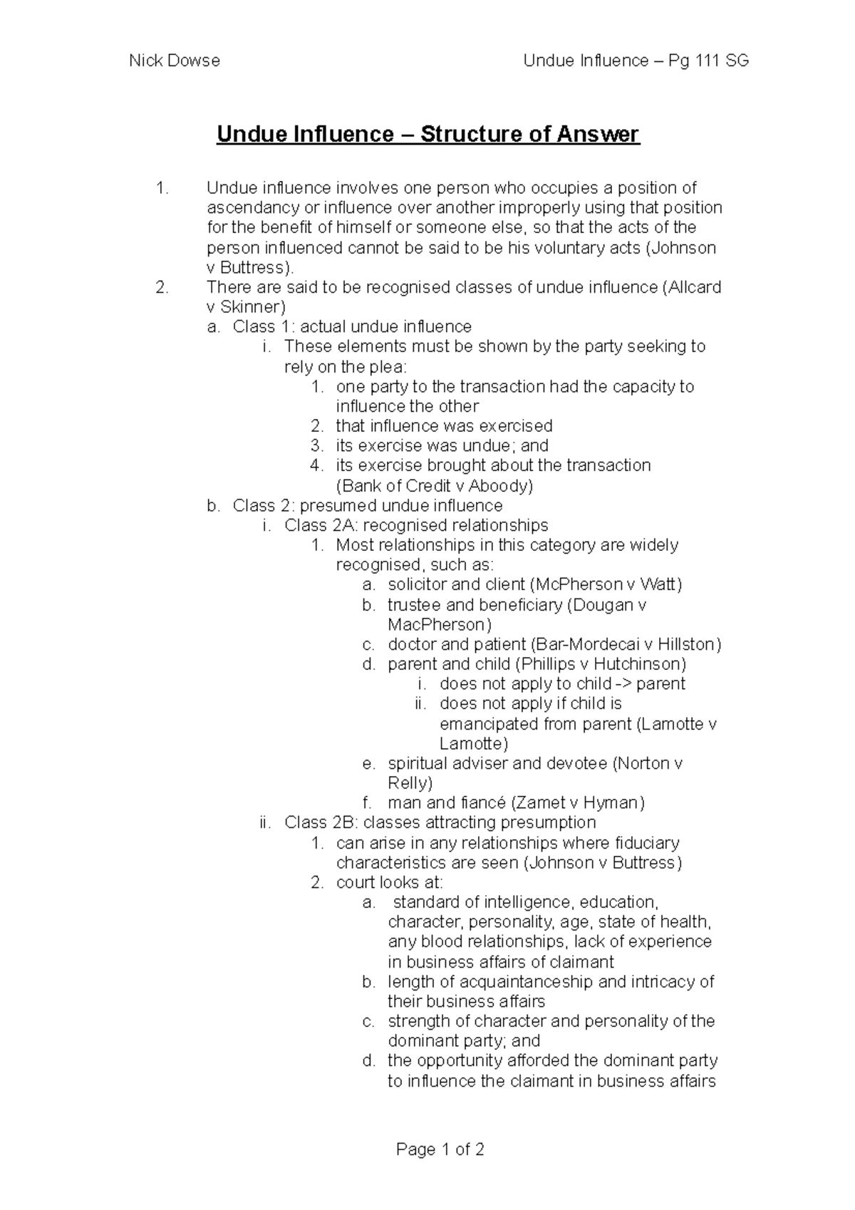 Undue Influence - Nick Dowse Undue Influence – Pg 111 SG Undue ...