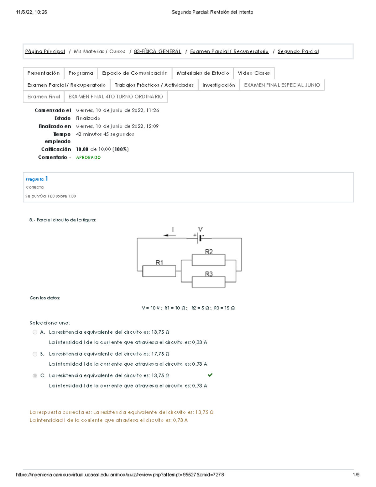 Segundo Parcial Revisión del intento - Página Principal / Mis Materias ...