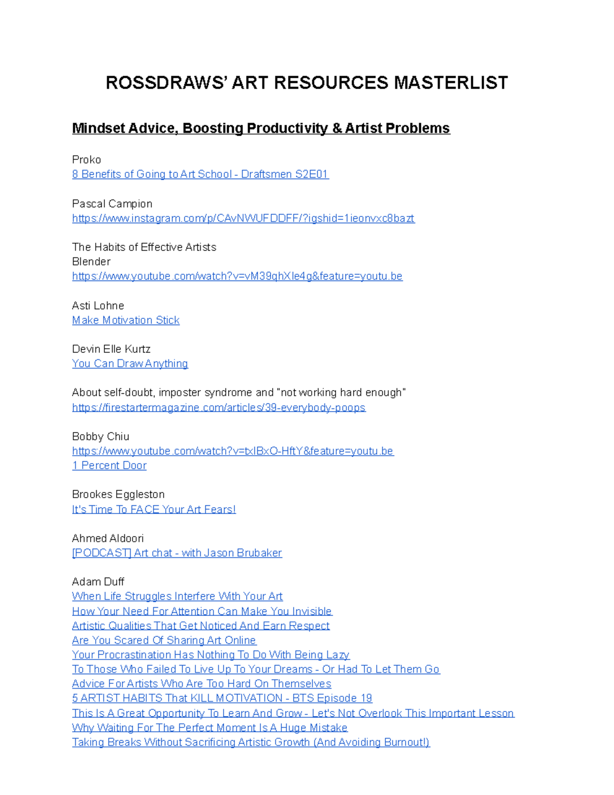 Art Resources - varios planes de arte - ROSSDRAWS’ ART RESOURCES ...