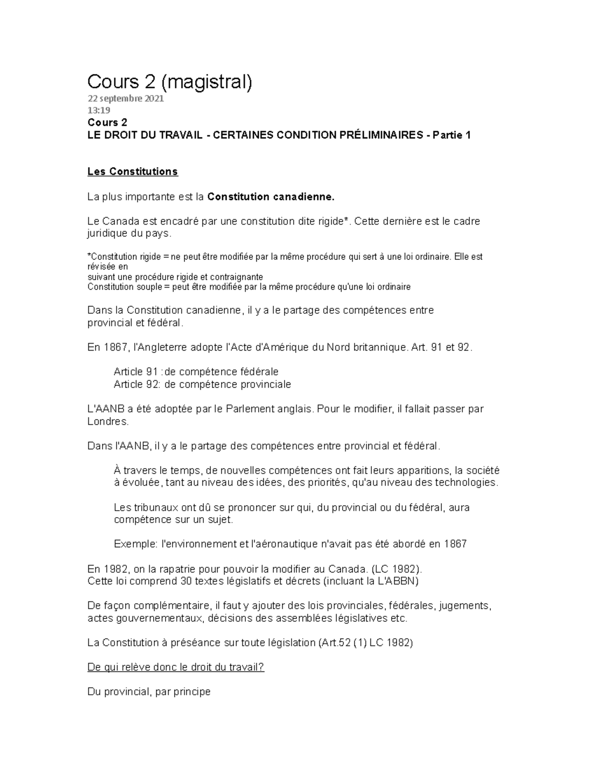 Cours 2 - notes - REI 1140G - UdeM - Studocu