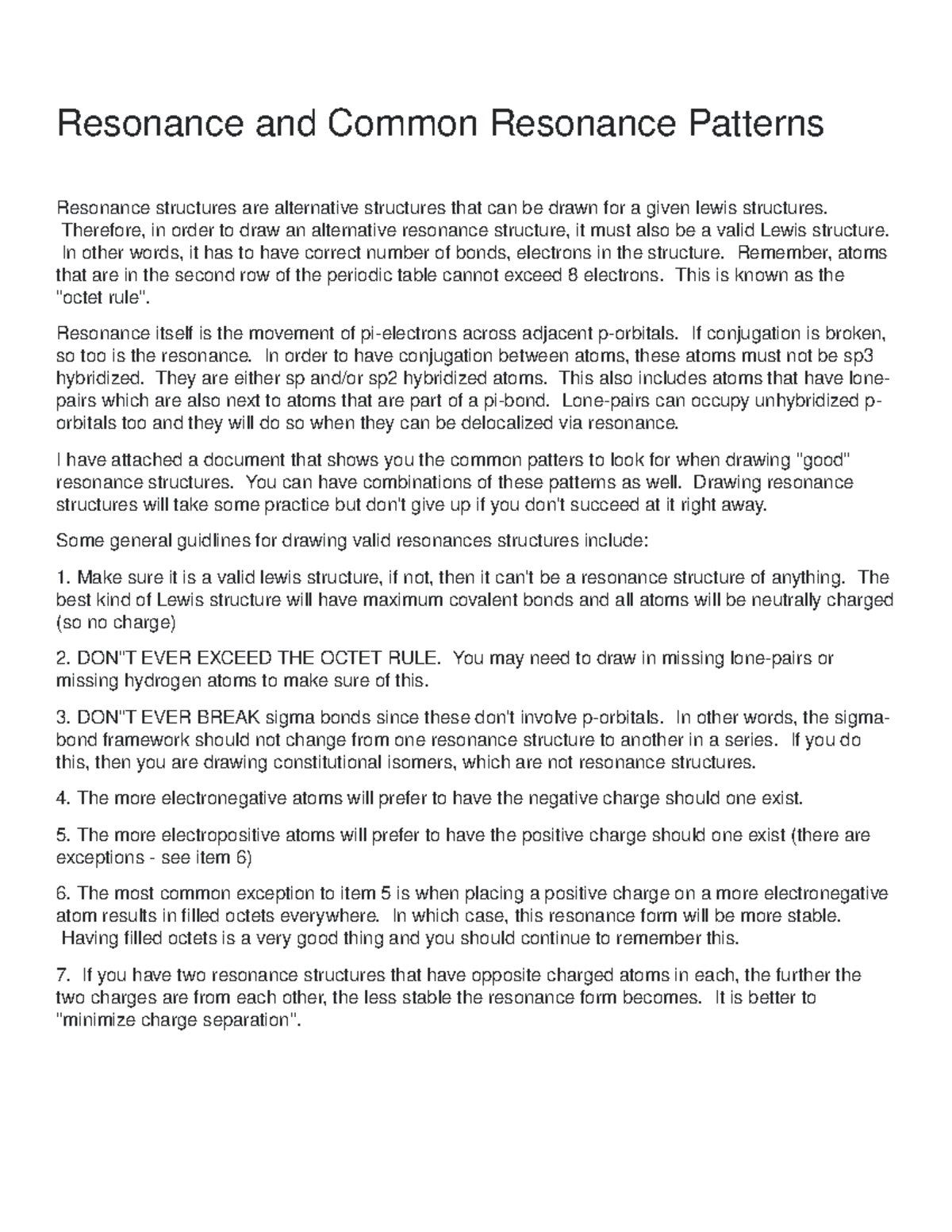 Resonance and Common Resonance Patterns - Resonance and Common ...