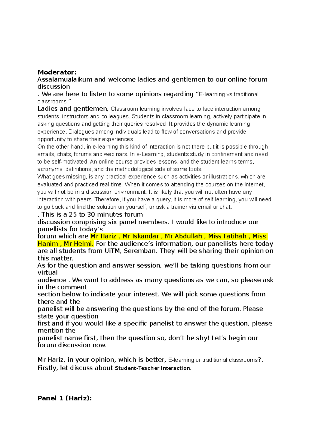 What is your view regarding our issue? - Moderator: Assalamualaikum and ...