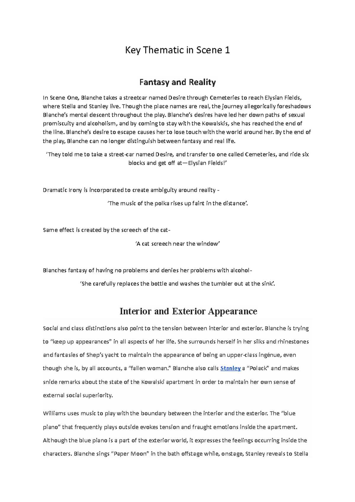Key Thematic in Scene 1 - Though the place names are real, the journey ...