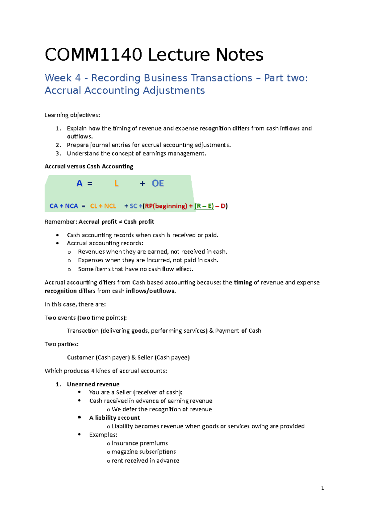 COMM1140 Lecture Notes W4 - COMM1140 Lecture Notes Week 4 - Recording ...