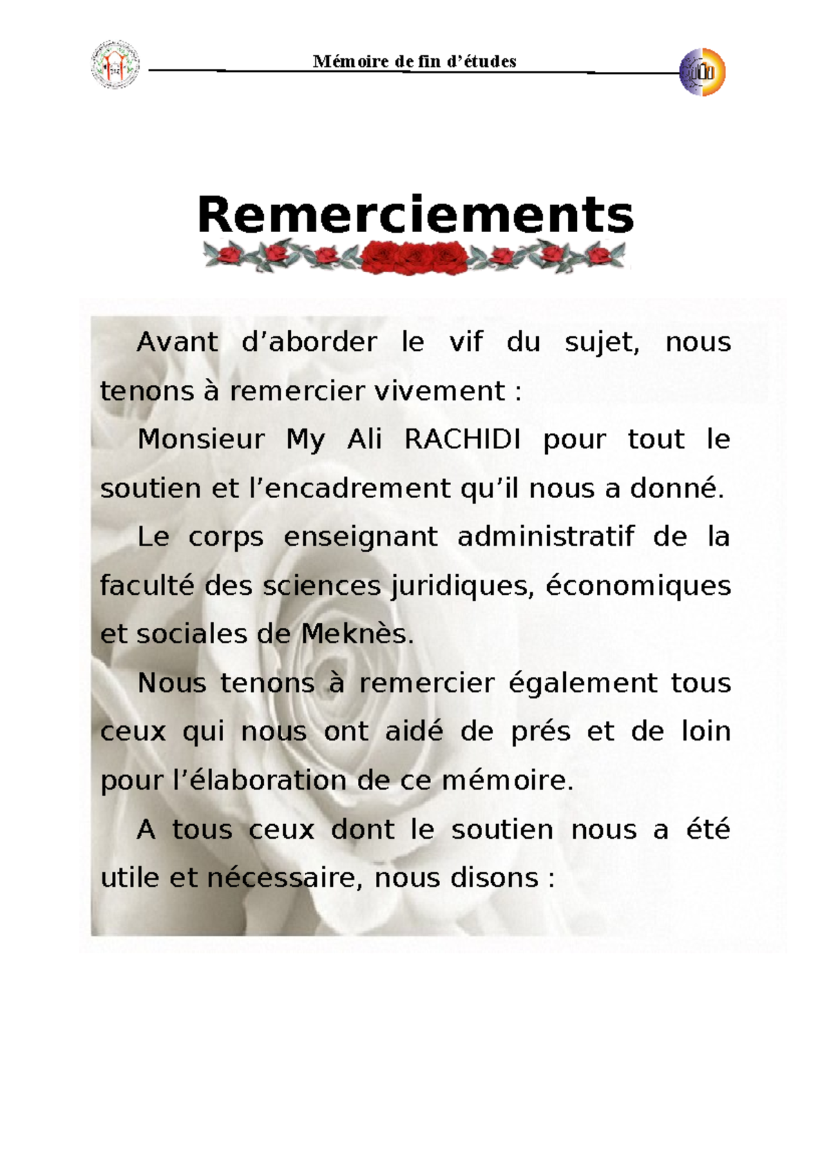 Mémoire-Gestion des ressources humain - Remerciements Avant d’aborder ...
