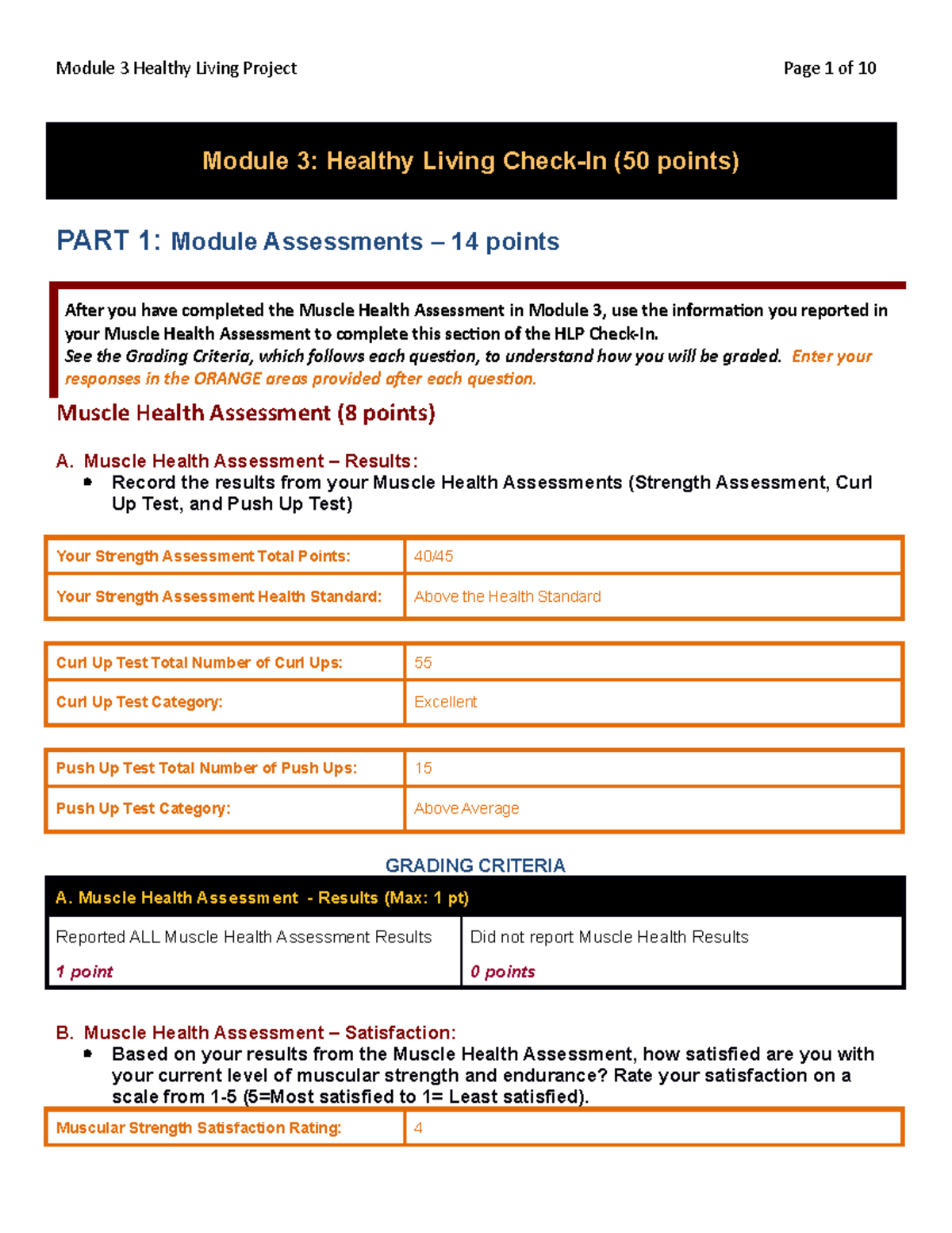 Module 3 Healthy Living Check-In Form Online - Module 3 Healthy Living ...