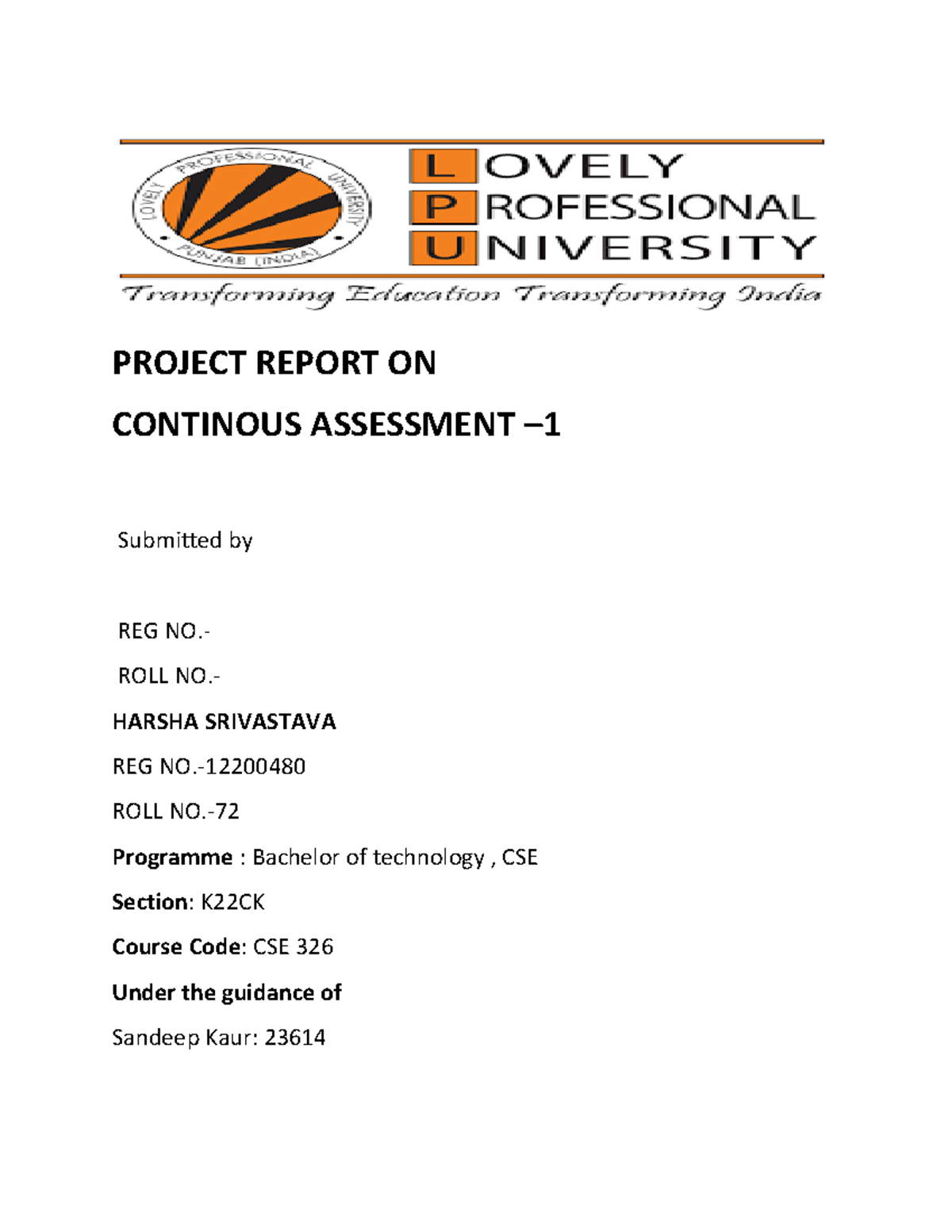 HTML report - PROJECT REPORT ON CONTINOUS ASSESSMENT – 1 A CHILD CARE ...