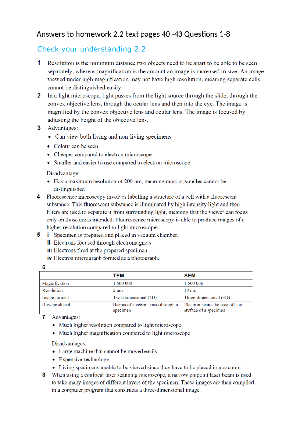 Answers to homework text questions 2.2 pages 40-43 - Answers to ...