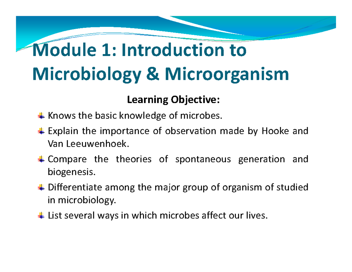 Module 1 introduction to microbiology amp - Module 1: Introduction ...